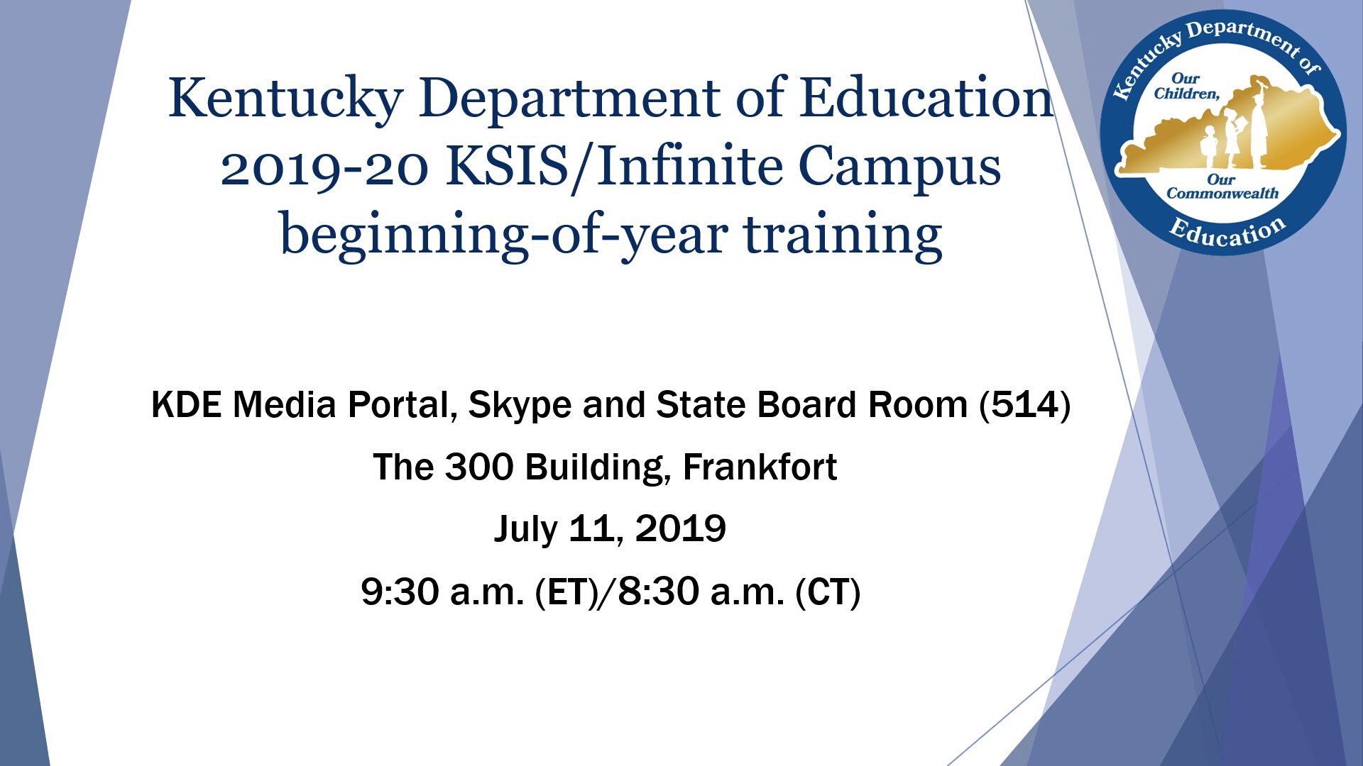 2019-2020 KSIS Beginning-of-Year Training | KDE MEDIA PORTAL